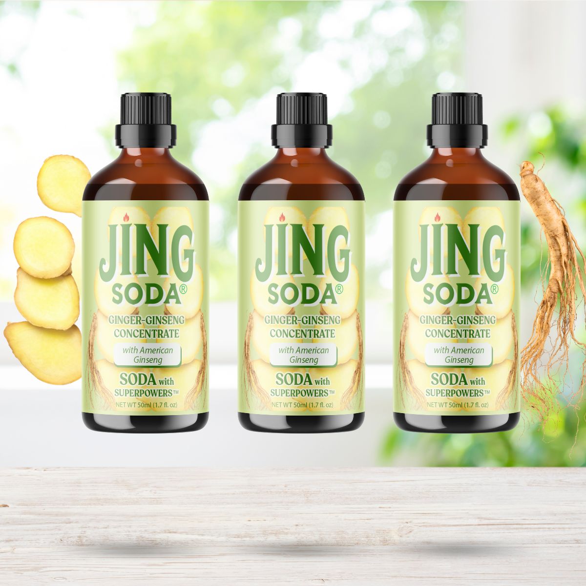 Jing Soda, Ginger Ginseng, 50mL (3 Pack) – Jing Soda®